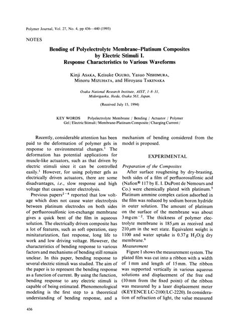 Pdf Bending Of Polyelectrolyte Membrane Platinum Composites By
