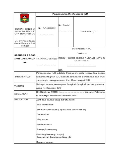 Sop Pemasangan Iud Pdf
