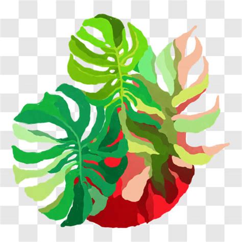 Télécharger Illustration De Feuilles Tropicales Colorées Pngs En Ligne