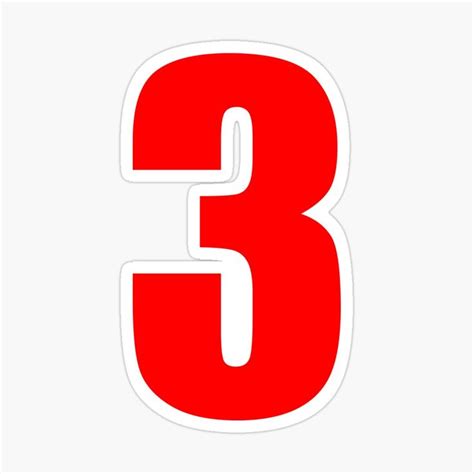 3 Number Red Color Design Sticker For Sale By Jasoncj Color Red
