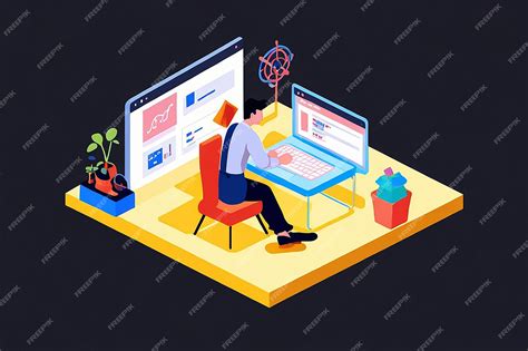 Flat 3d Isometric Businessman Or Web Developer Design Website Interface Web Ux Ui Design And