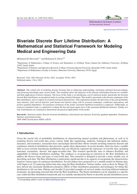 Pdf Bivariate Discrete Burr Lifetime Distribution A Mathematical And Statistical Framework