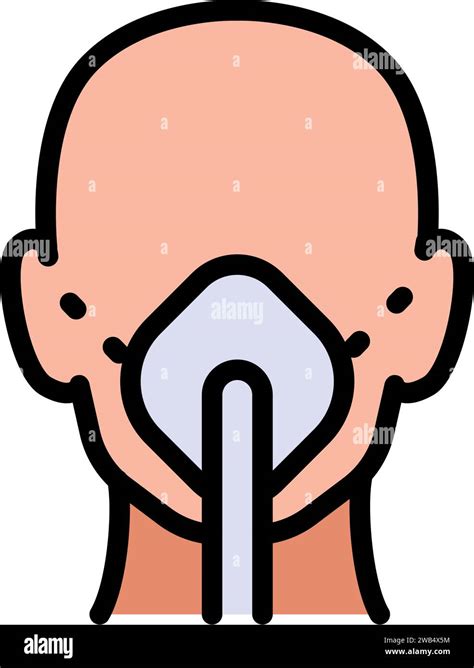 Man In Oxygen Mask Flat Icon Aerosol Breathing Lung Machine Treatment