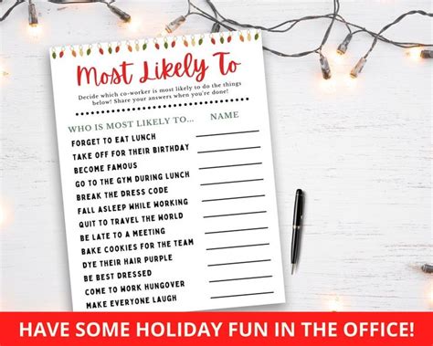 Most Likely To Game Work Holiday Party Games Office Christmas Party