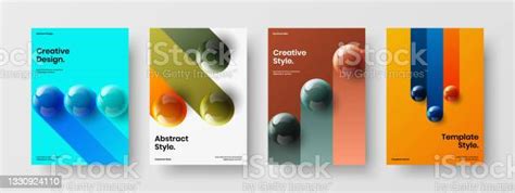 밝은 3d 구 브로셔 템플릿 컬렉션 현대 기업 커버 디자인 벡터 개념 조성 A4 용지에 대한 스톡 벡터 아트 및 기타 이미지 A4 용지 개념 개체 그룹 Istock
