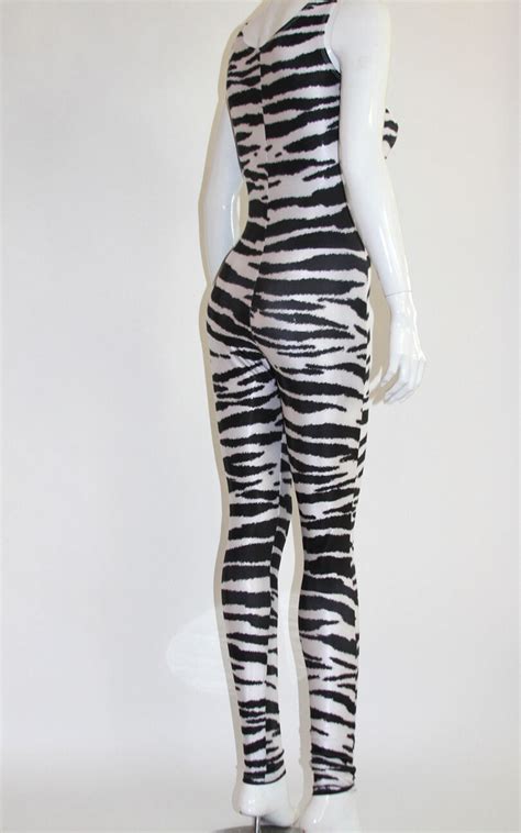 Zebra Print Catsuit Spandex Jumpsuit Black Andwhite Tiger Etsy
