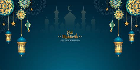 Elegant Eid Mubarak Islamic Banner Design Vector Image
