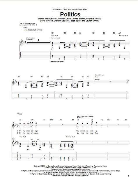 Politics By Korn Guitar Tab Guitar Instructor