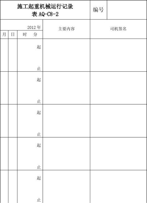 每天每班aq C8 2施工起重机械运行记录新word文档在线阅读与下载无忧文档