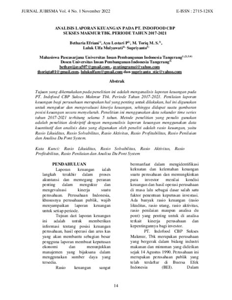 Pdf Analisis Laporan Keuangan Pada Pt Indofood Cbp Sukses Makmur Tbk
