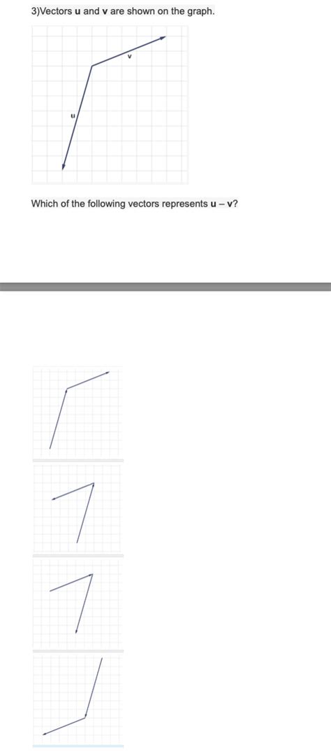 Solved 3vectors U And V Are Shown On The Graph Which Of