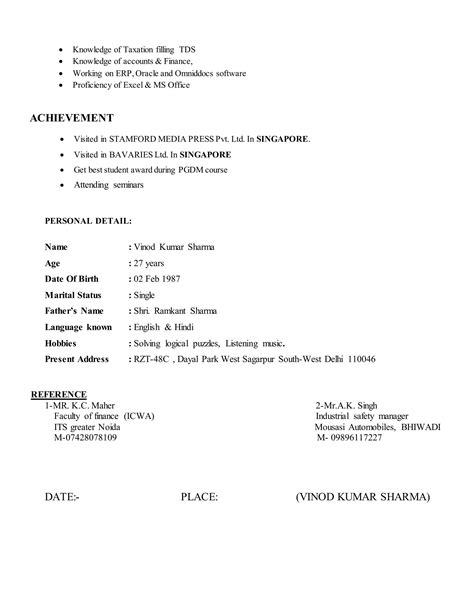 Vinod Resume Pdf