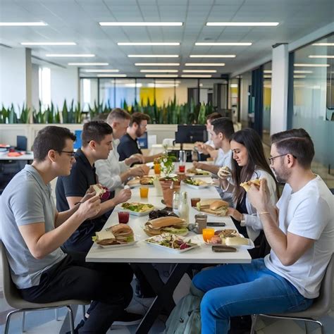 Casual Lunch Break At The Office Premium Ai Generated Image