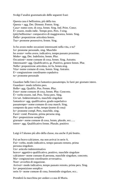 Analisi Grammaticale Docsity