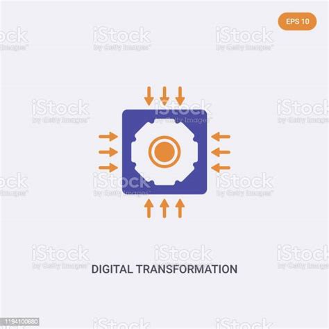 2 Color Digital Transformation Concept Vector Icon Isolated Two Color Digital Transformation