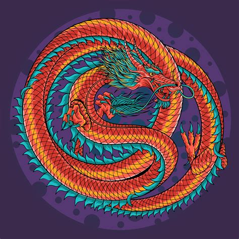 Ilustração De Dragão Japonês Gráficos Vetoriais Para Estampas De