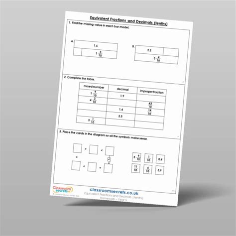 Ks2 Year 5 Maths Classic View Equivalent Fractions And Decimals Tenths