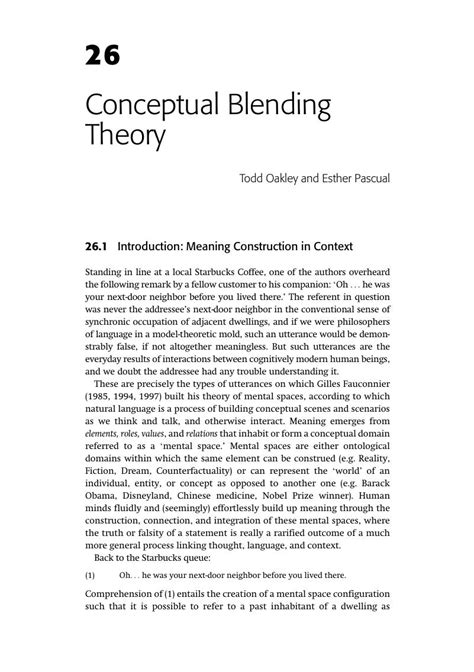 Conceptual Blending Theory Chapter 26 The Cambridge Handbook Of