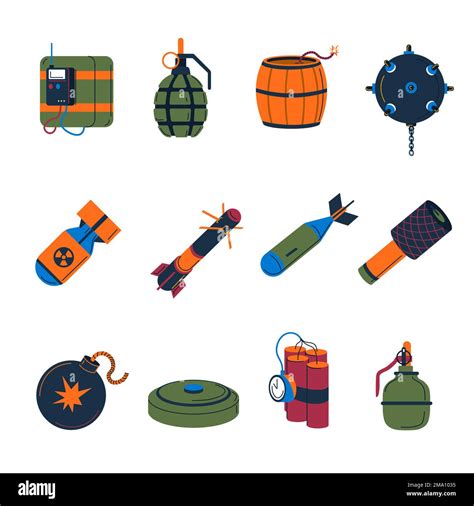 Bomb Types Missiles And Rockets Icons Vector Stock Vector Image And Art