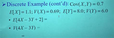 Solved Discrete Example Contd Covxy07