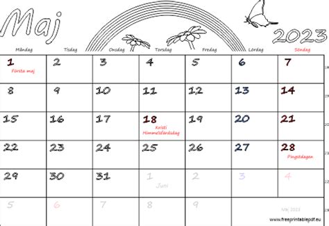 Almanacka Maj 2023 Skriva Ut Gratis Utskrivbara PDF