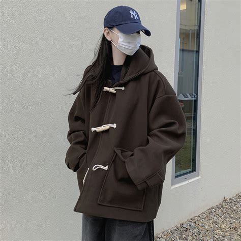 더플코트 떡코 오버사이즈 숏코트 겨울 후드 떡볶이코트 하프코트 브라운 차콜 블랙 캐주얼 누빔 코트 에이블리