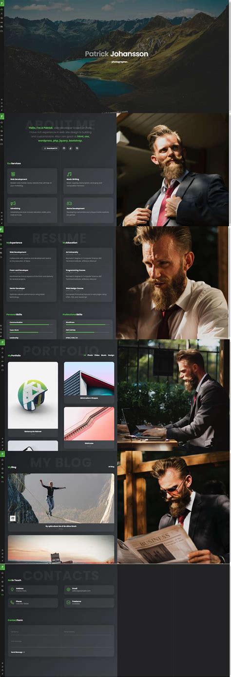 Html网页自适应代码，响应式个人主页模板 17素材网