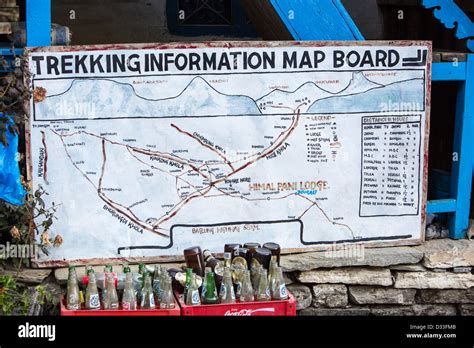 A Map At A Tea House Lodge On The Annapurna Base Camp Trek Himalayas