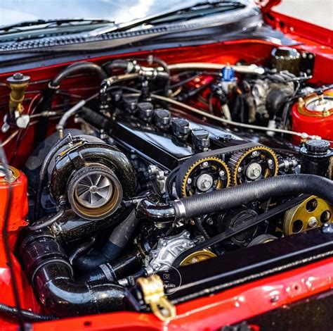 Red Car Engine Compartment