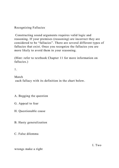 Recognizing Fallacies Constructing Sound Arguments Requires Docx Science