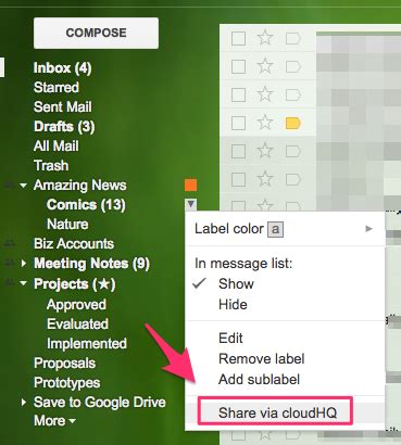 CloudHQ Chrome Extensions CloudHQ Gmail Label Sharing Support