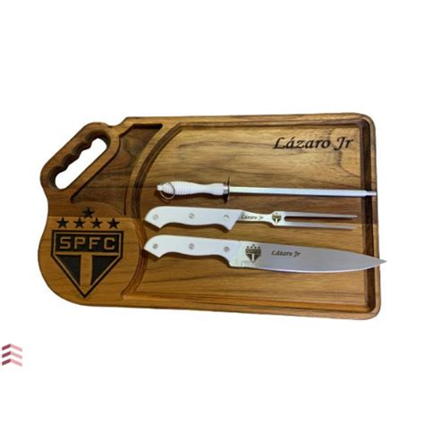 Kit Churrasco São Paulo Personalizado Time Tábua Utensílios Shopee Brasil