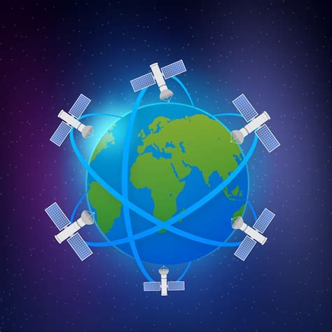 地球を周回する人工衛星 プレミアムベクター
