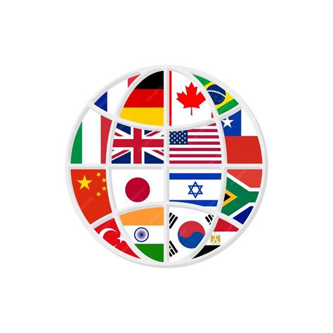 Premium Vector Globe Countries Flags In Flat Style Vector Illustration