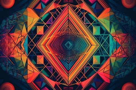 Premium Ai Image Psychedelic Geometry Wallpaper Illustration