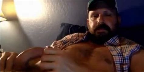 Bearded Trucker Self Facial Jerk Off Cum