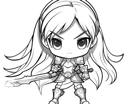 Easy To Color Anime Girl Warrior Coloring Page