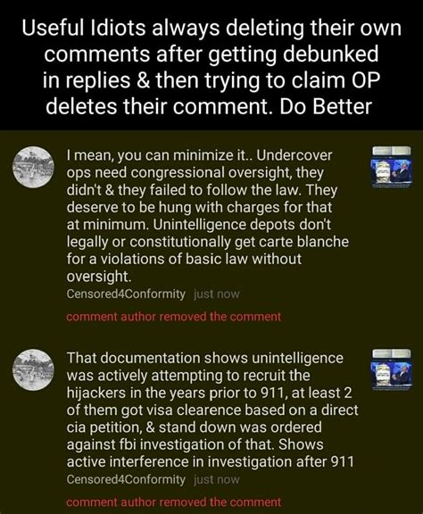 Useful Idiots Always Deleting Their Own Comments After Getting Debunked