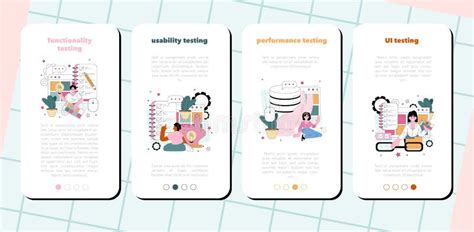 Website Testing Mobile Application Banner Set Website Code Testing Stock Vector Illustration