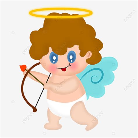 활과 화살을 들고 파란 눈의 곱슬 큐피드 화살표 일러스트 활과 화살 곱슬 머리 큐핏 Png 일러스트 및 Psd 이미지 무료