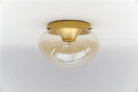 Small Gold Mushroom Shaped Glass Ceiling Lamps Germany 1960s Set Of