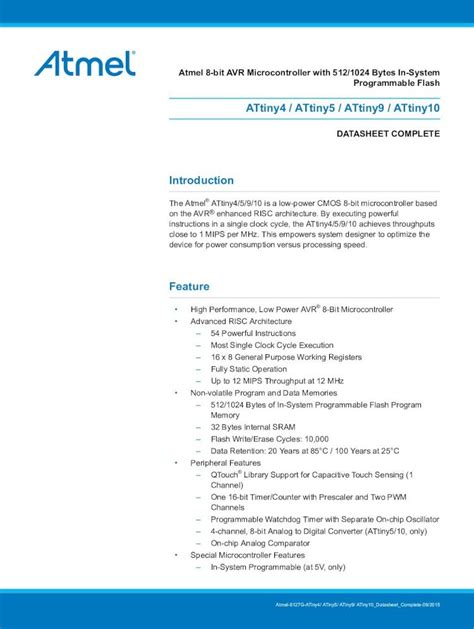 Pdf Atmel 8127 Avr 8 Bit Microcontroller Attiny4 Attiny5 Attiny9