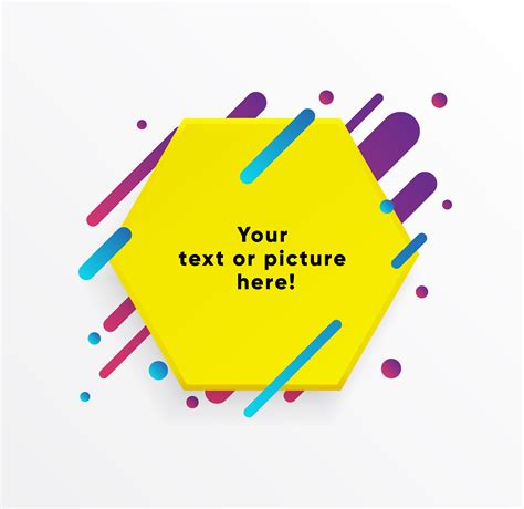 Yellow Abstract Text Box Shape With Trendy Neon Lines And Circles Vector Background