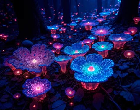 Glowing Mycelium Networks And Fungal Bioluminescence Creating A
