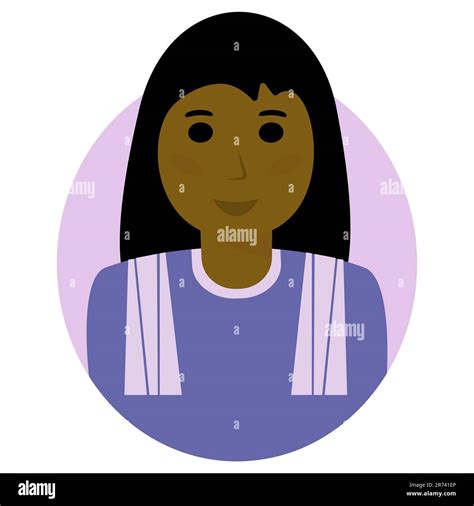 Girl Face Avatar Illustration On Purple Circle Background Design