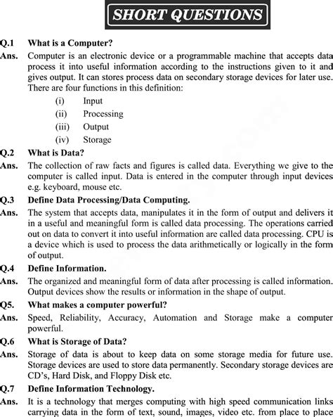 Solution Th Computer Science Chapter Basics Of Information