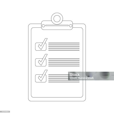 흰색 배경의 체크리스트 또는 설문지 선형 아이콘입니다 얇은 검은 색 선 사용자 정의 일러스트 벡터 노트에 대한 스톡 벡터 아트 및 기타 이미지 Istock