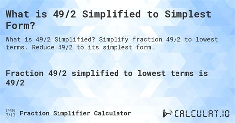 What Is 49 2 Simplified To Simplest Form Calculatio