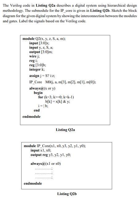 the verilog code in listing q2a describes a digital