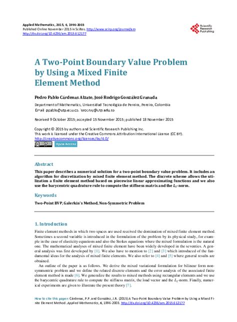 Pdf A Two Point Boundary Value Problem By Using A Mixed Finite Element Method